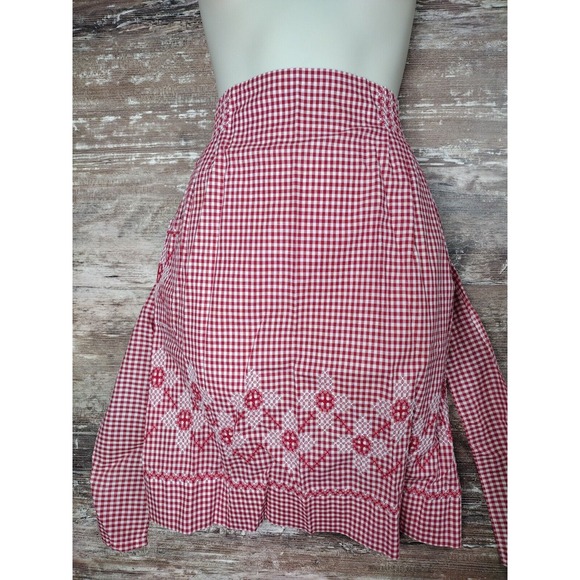 Handmade | Kitchen | Vintage Half Apron Red White Gingham Rick Rack ...